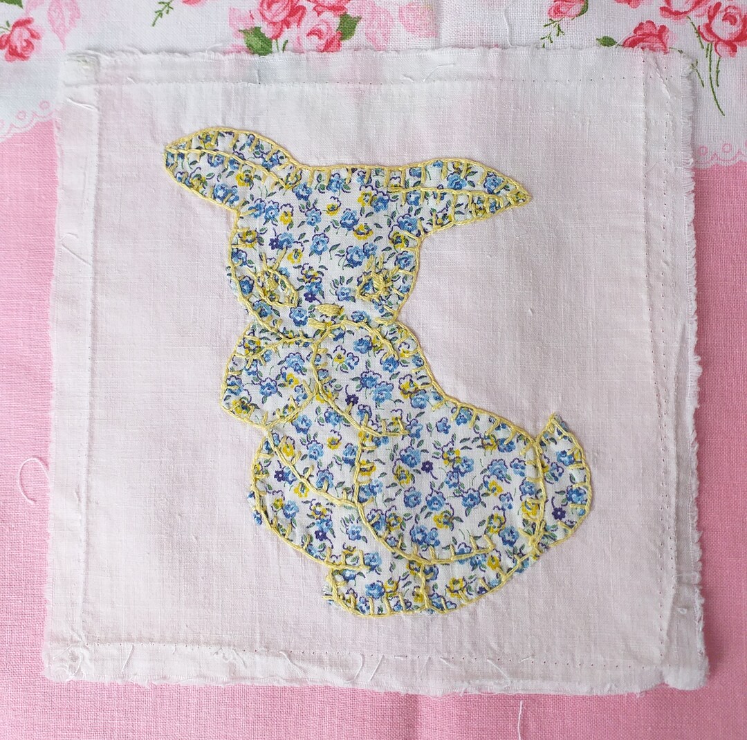 LAST ONE! Vintage Cutest Ever Little Bunny Applique and Embroidery ...