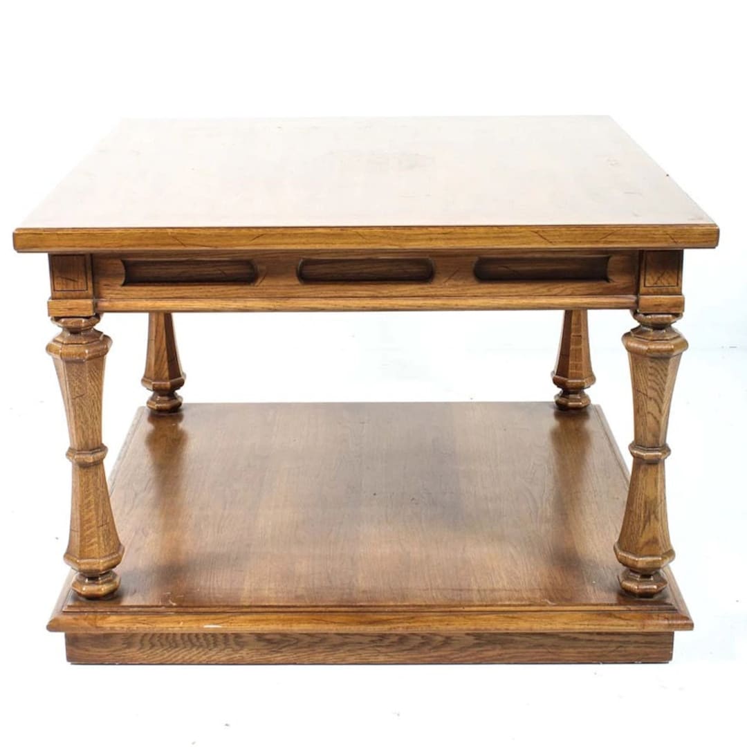 Vintage Oak Square Coffee Table - Etsy