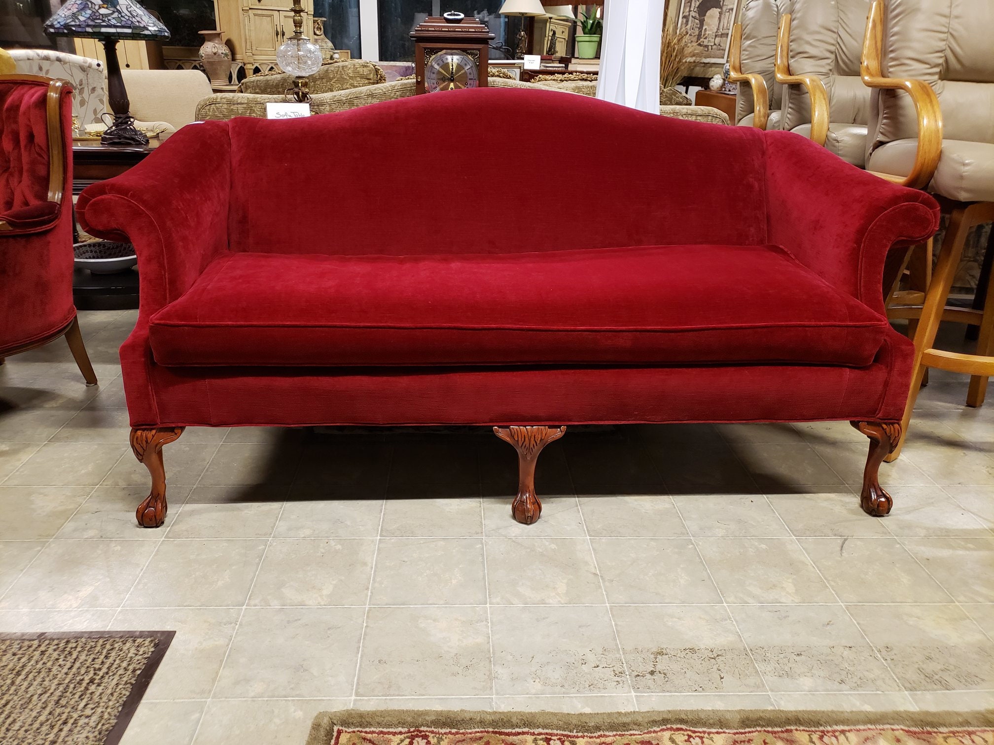 Red Velvet Camelback Sofa - Etsy