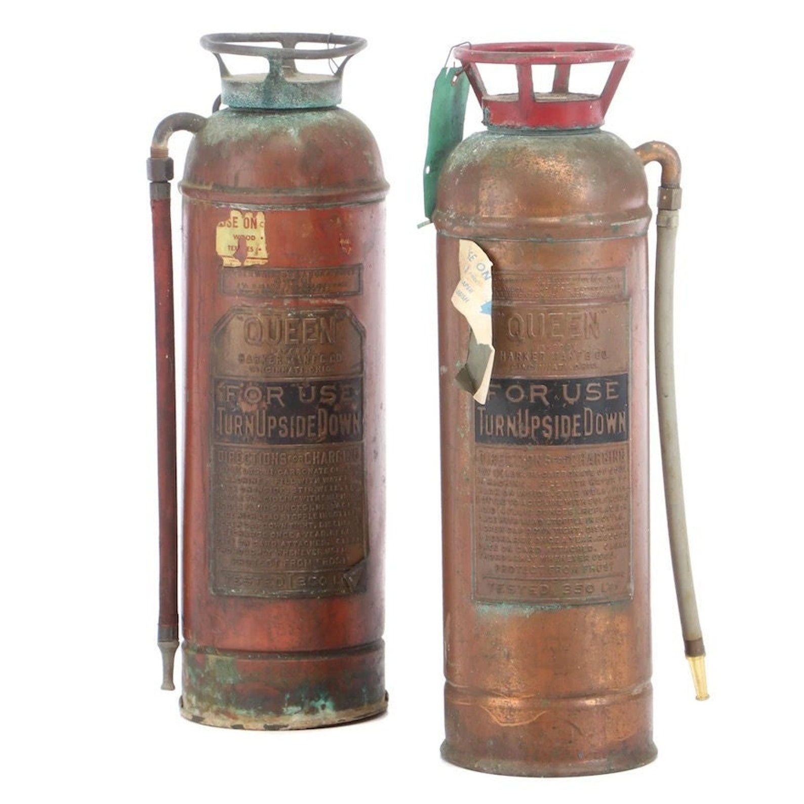 Harker Mfg. Co. "queen" Copper Fire Extinguishers, Early 20th Century ...