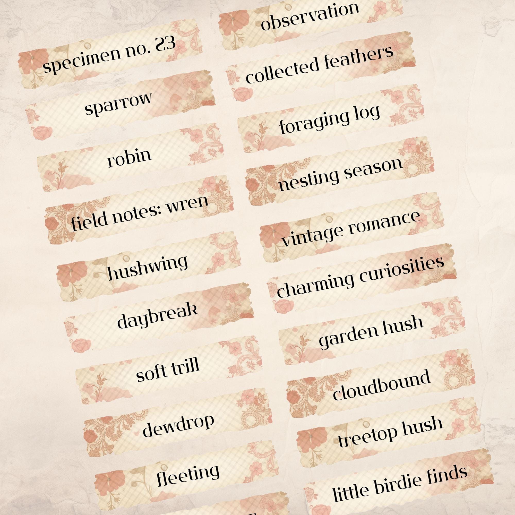 Songbird Diary Word Snippets: Printable Ephemera for Junk Journals ...