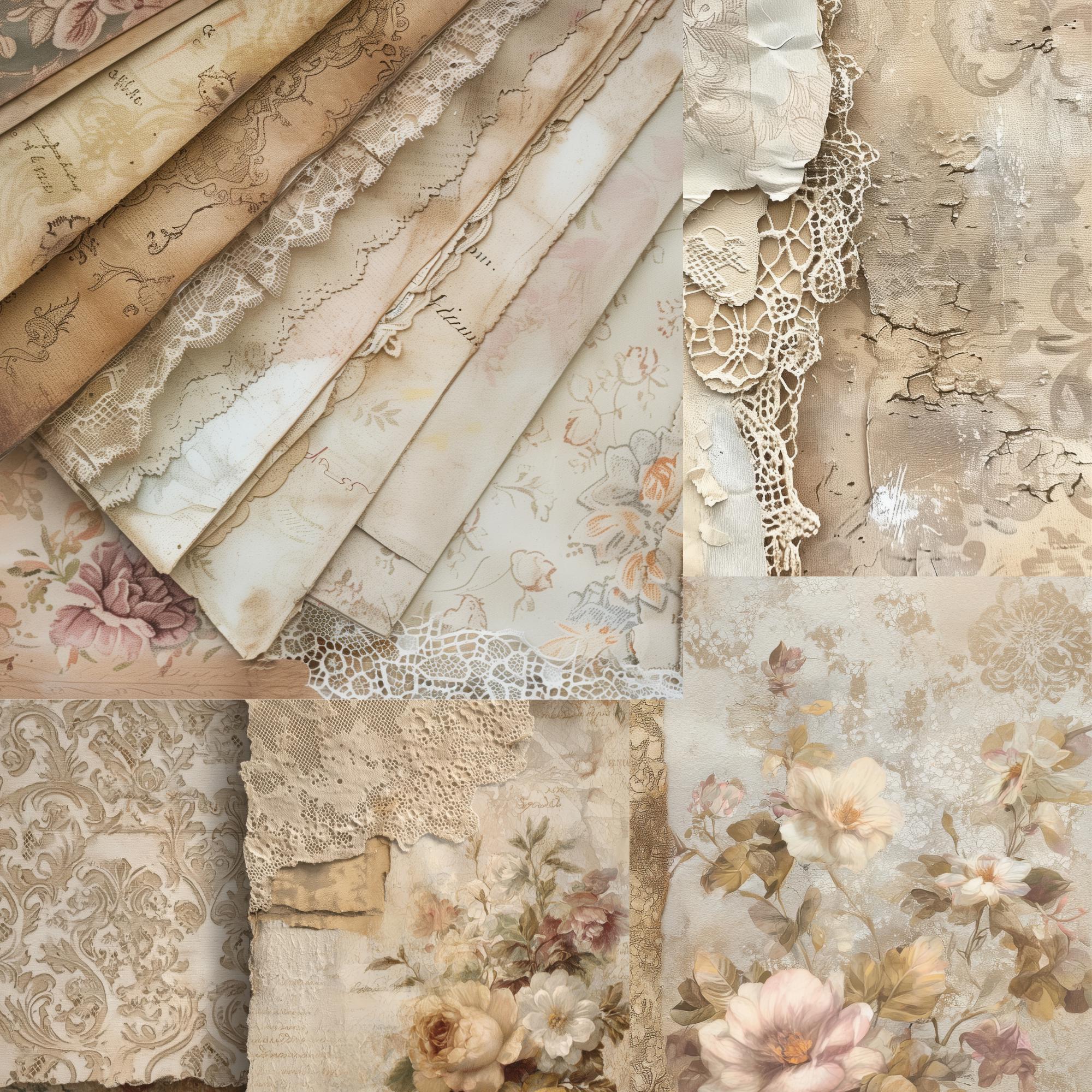 Vintage Victorian Neutral Wallpaper: Printable Distressed Digital ...
