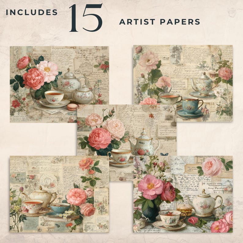 Victorian Tea 4 - Artist Papers for Vintage Inspired Junk Journals ...