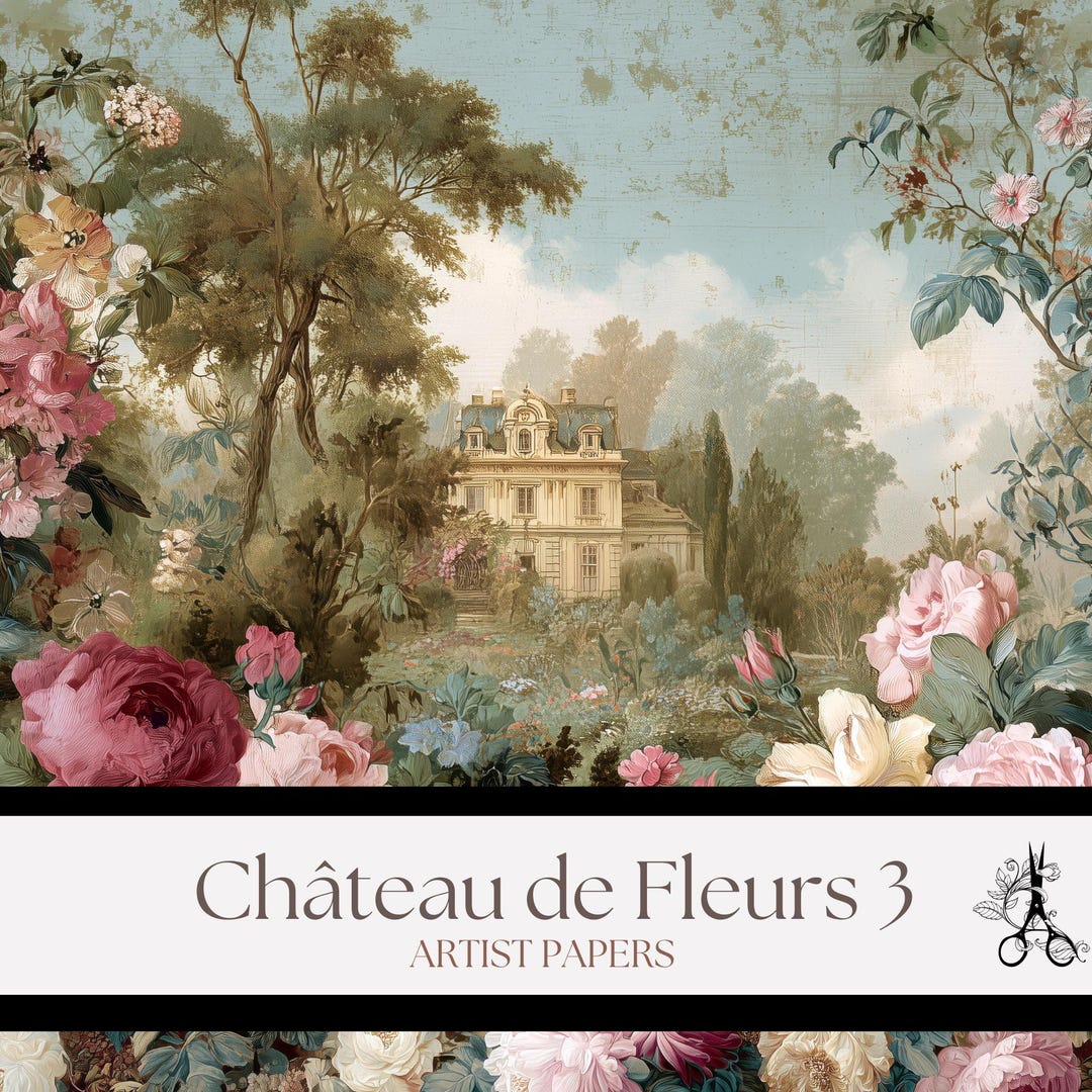French Floral Junk Journal Pages: Château De Fleurs Set (digital ...