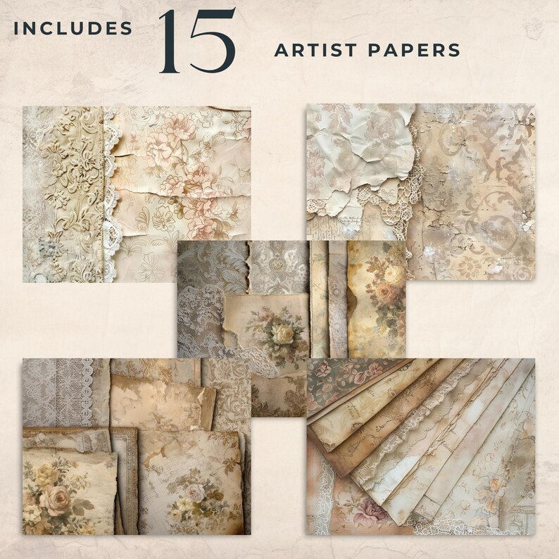 Vintage Victorian Neutral Wallpaper: Printable Distressed Digital ...