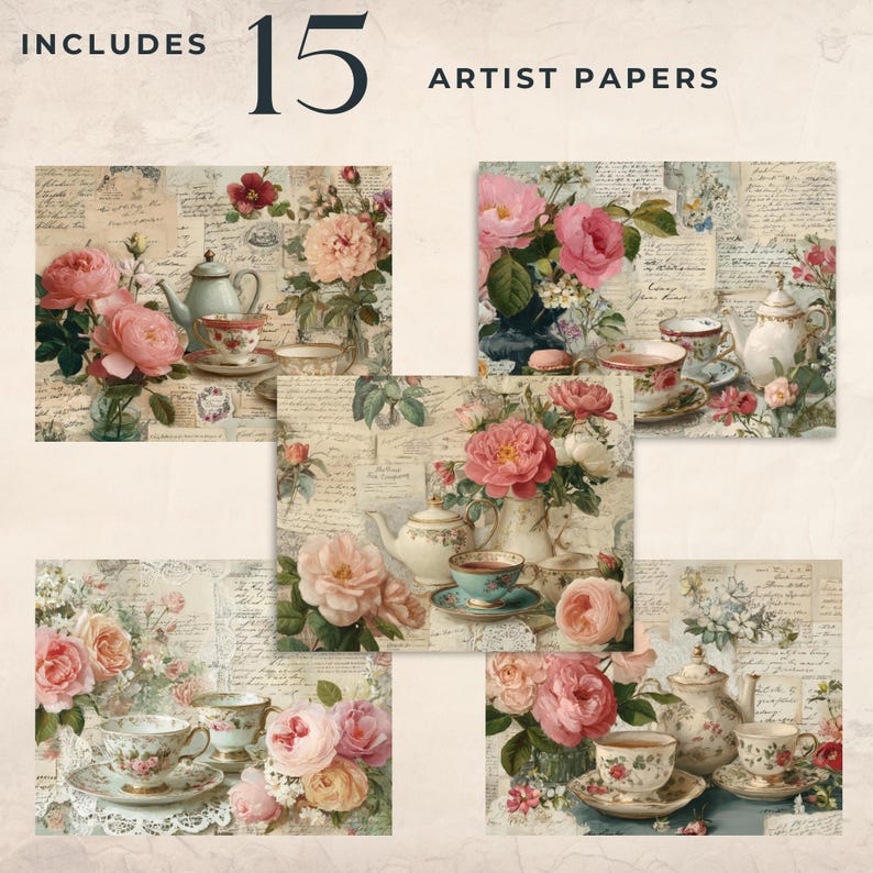 Victorian Tea 4 - Artist Papers for Vintage Inspired Junk Journals ...
