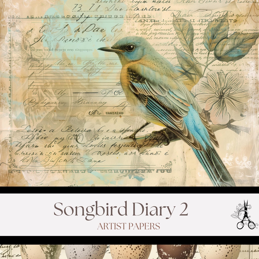 Bird Diary Junk Journal Pages: Shabby Chic Cottage Printable Background ...
