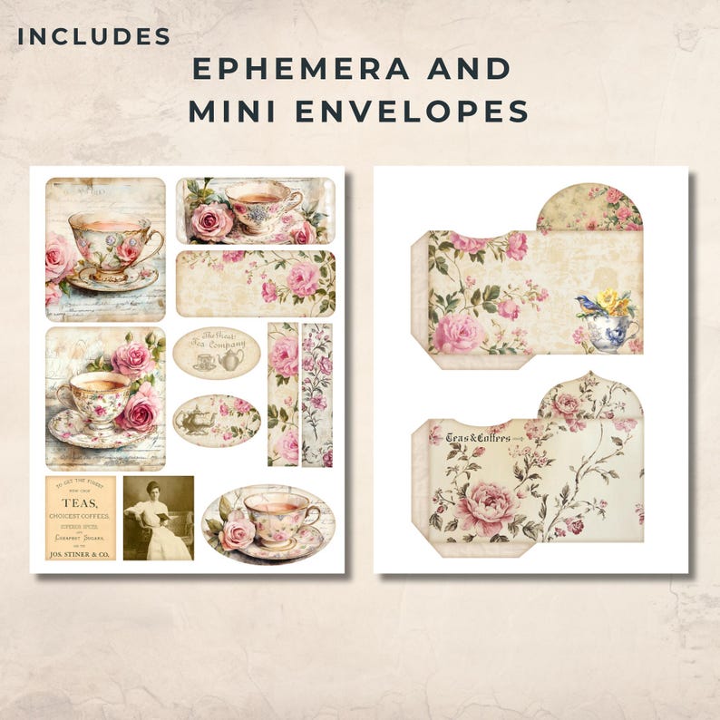 Bejeweled Teacups - Digital Junk Journal Printable Kit for Crafters ...