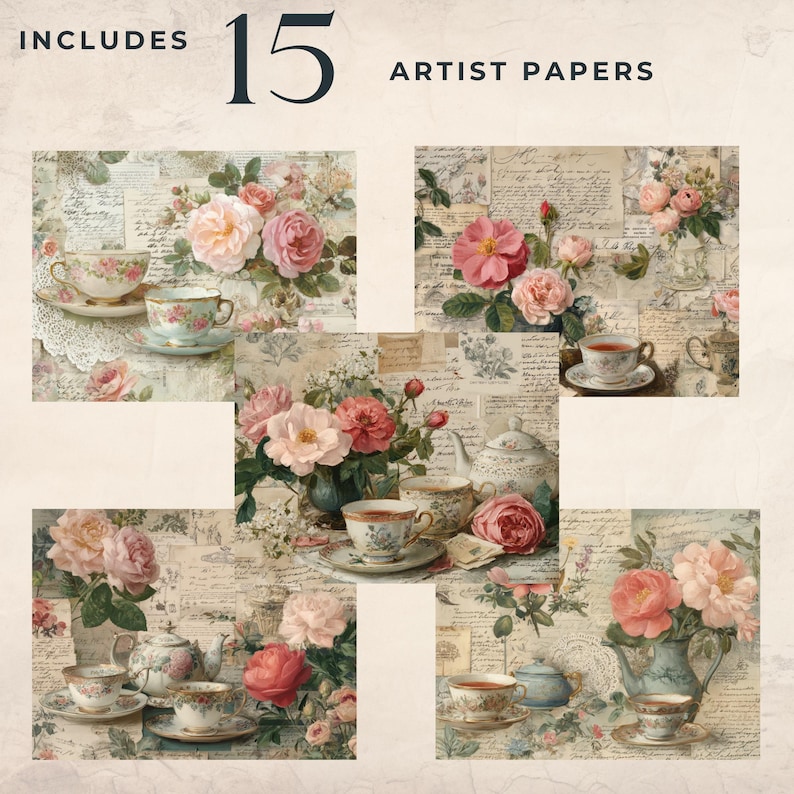Victorian Tea 4 - Artist Papers for Vintage Inspired Junk Journals ...