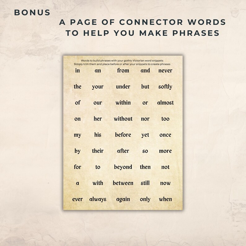 Victorian Gothic Word Snippets: Printable Ephemera for Junk Journals ...