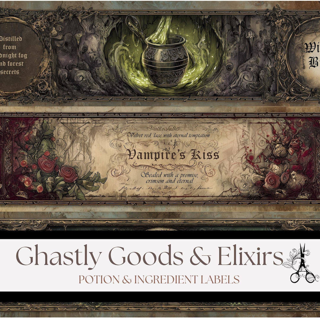 Ghastly Goods & Elixirs - Vintage-inspired Halloween Potion Labels ...