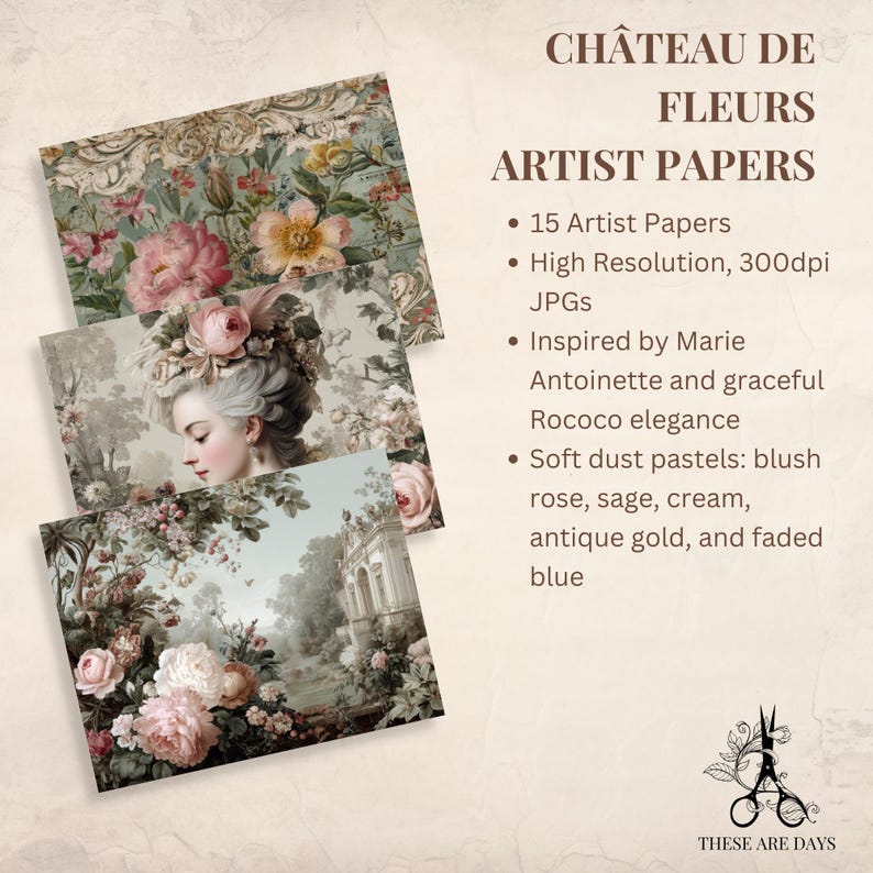 Rococo Junk Journal Pages: Floral Château Ephemera (digital Download ...