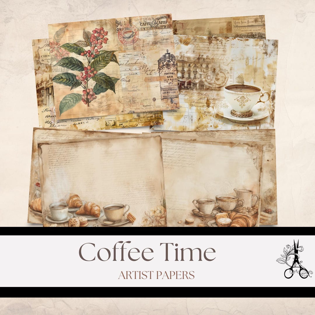 Vintage Coffee-themed Junk Journal Printables: Rustic Cafe Collage Art ...