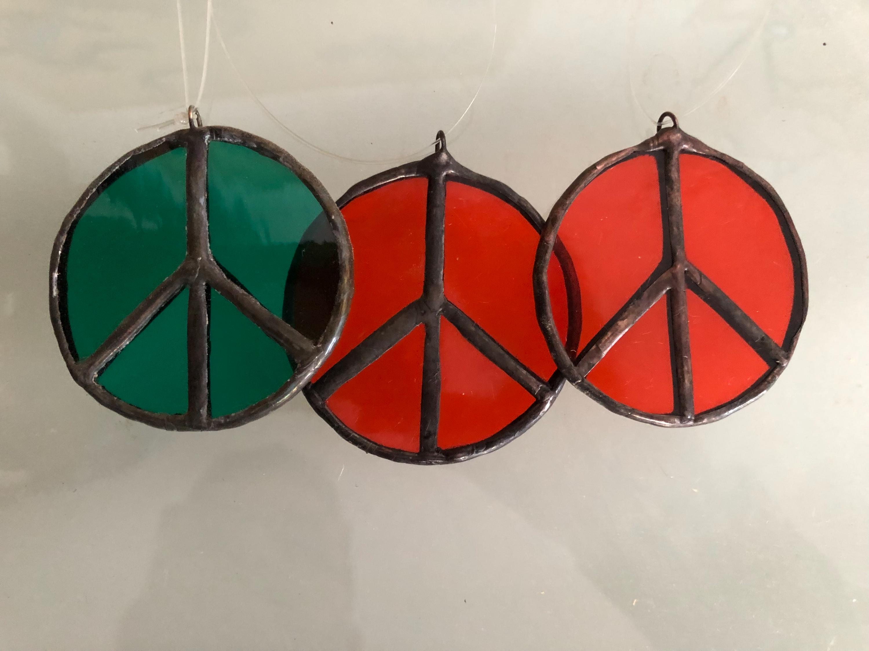 Stained Glass Peace Sign,peace Symbol Stained Glass Ornament/suncatcher ...