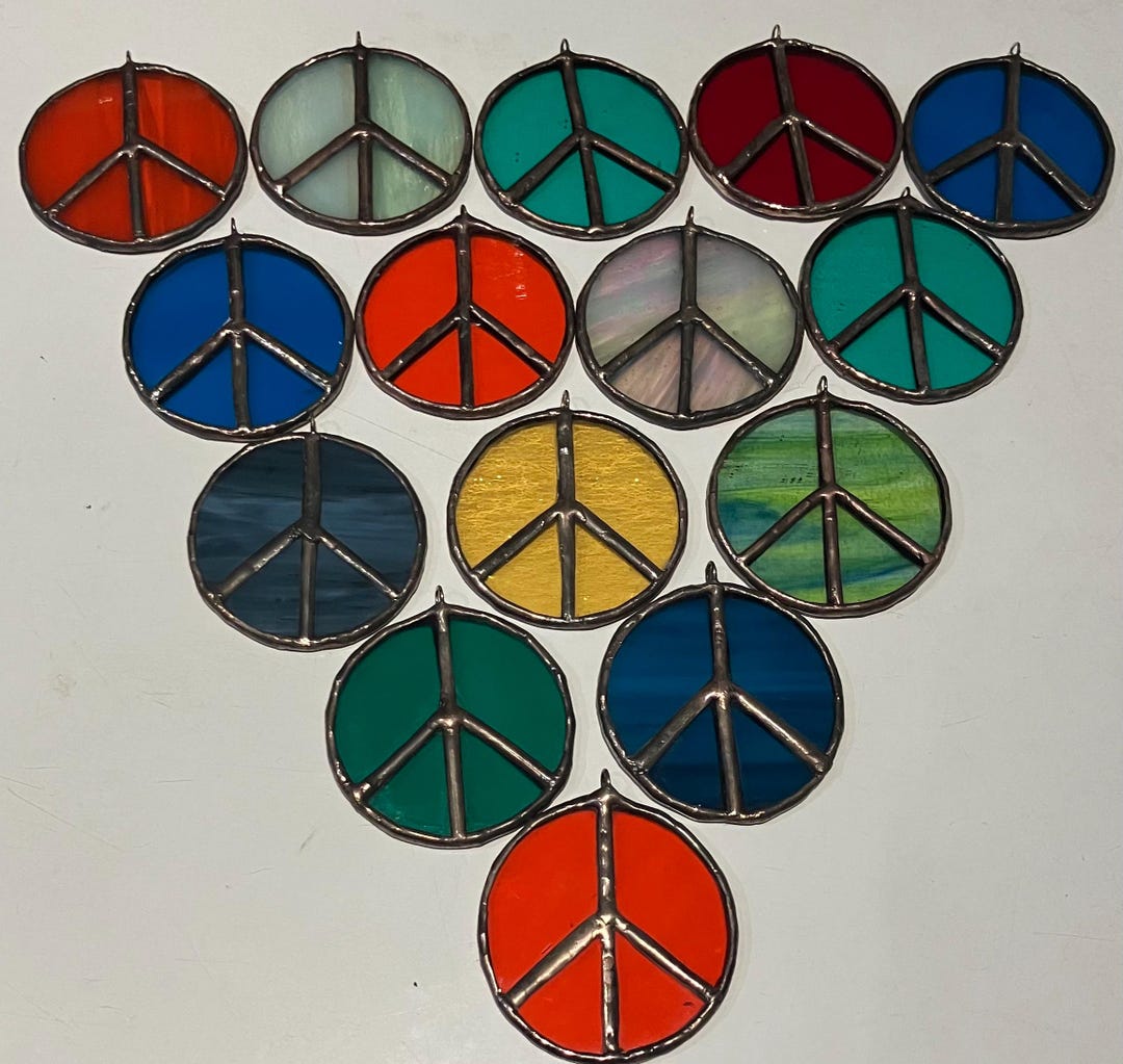 Stained Glass Peace Sign,peace Symbol Stained Glass Ornament/suncatcher ...