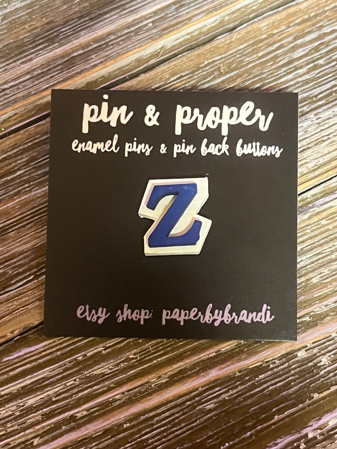 Zeta Hand Painted Wood Lapel Pin - Etsy