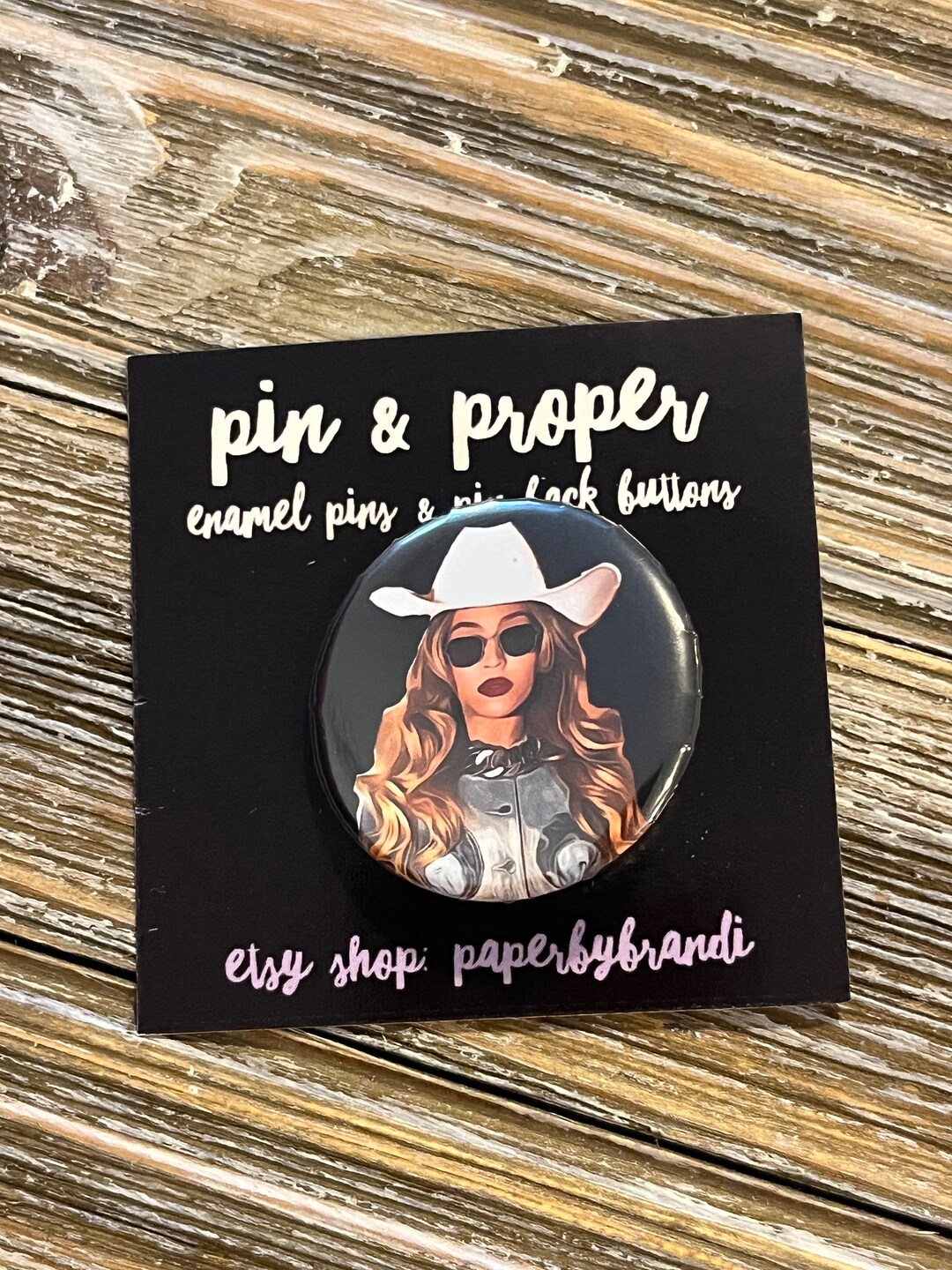 B White Cowboy Hat Pin Back Button - Etsy