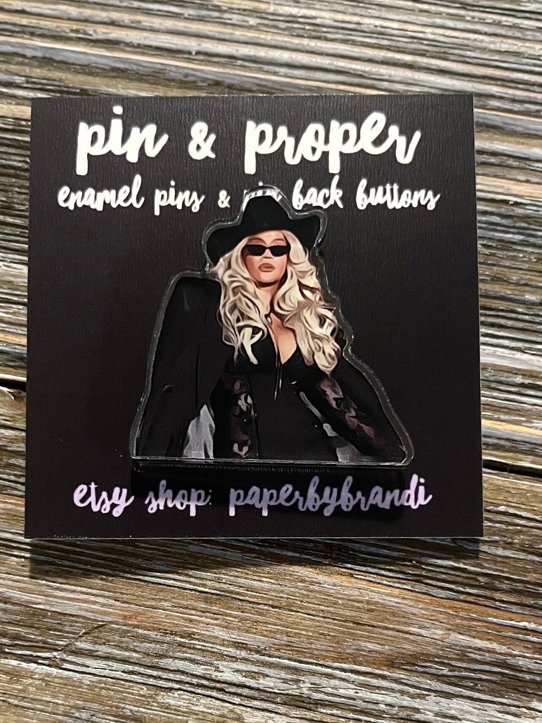 Black Cowboy Hat B Acrylic Lapel Pin - Etsy