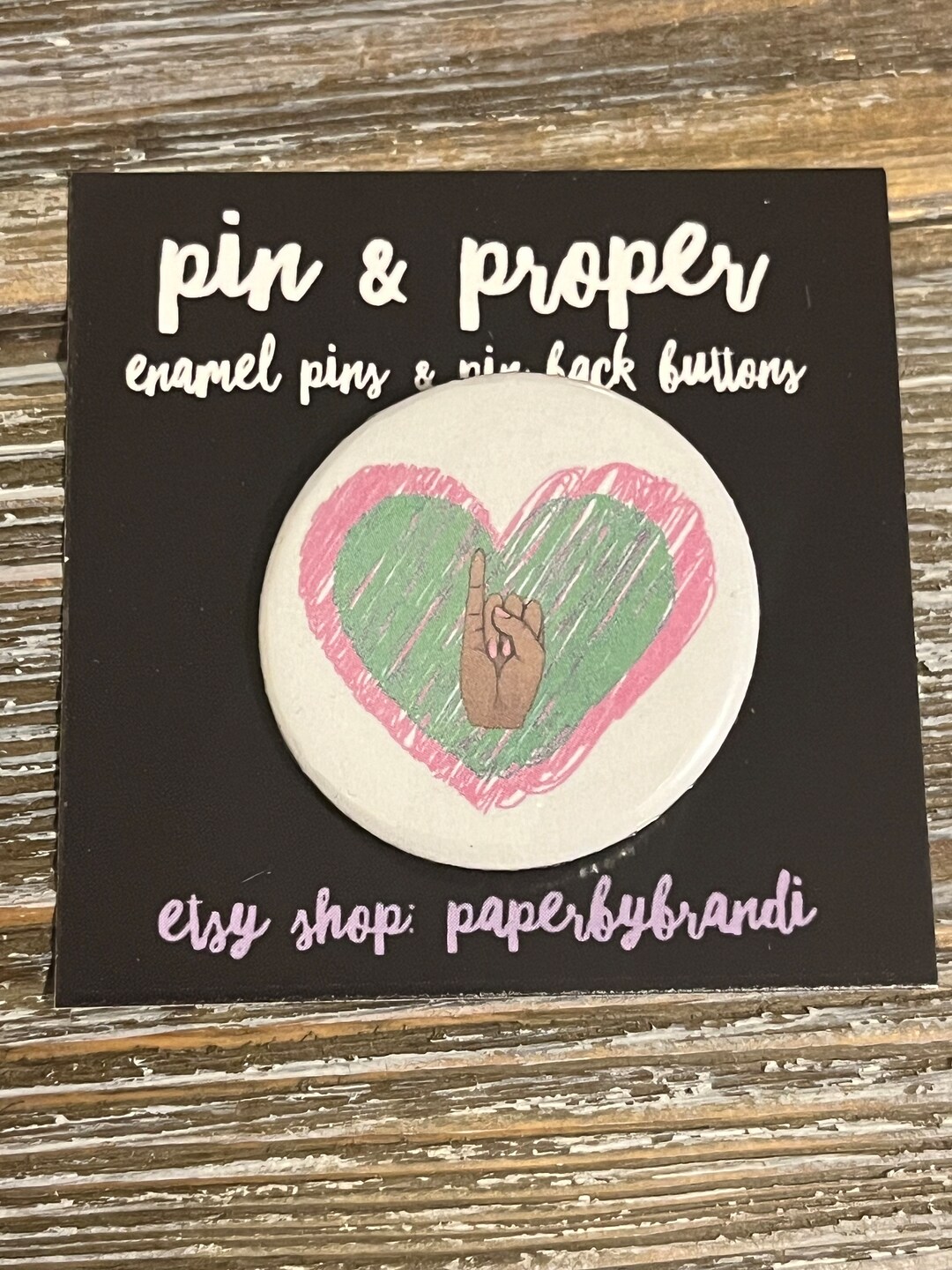 AKA Pinky up Heart Pin Back Button - Etsy