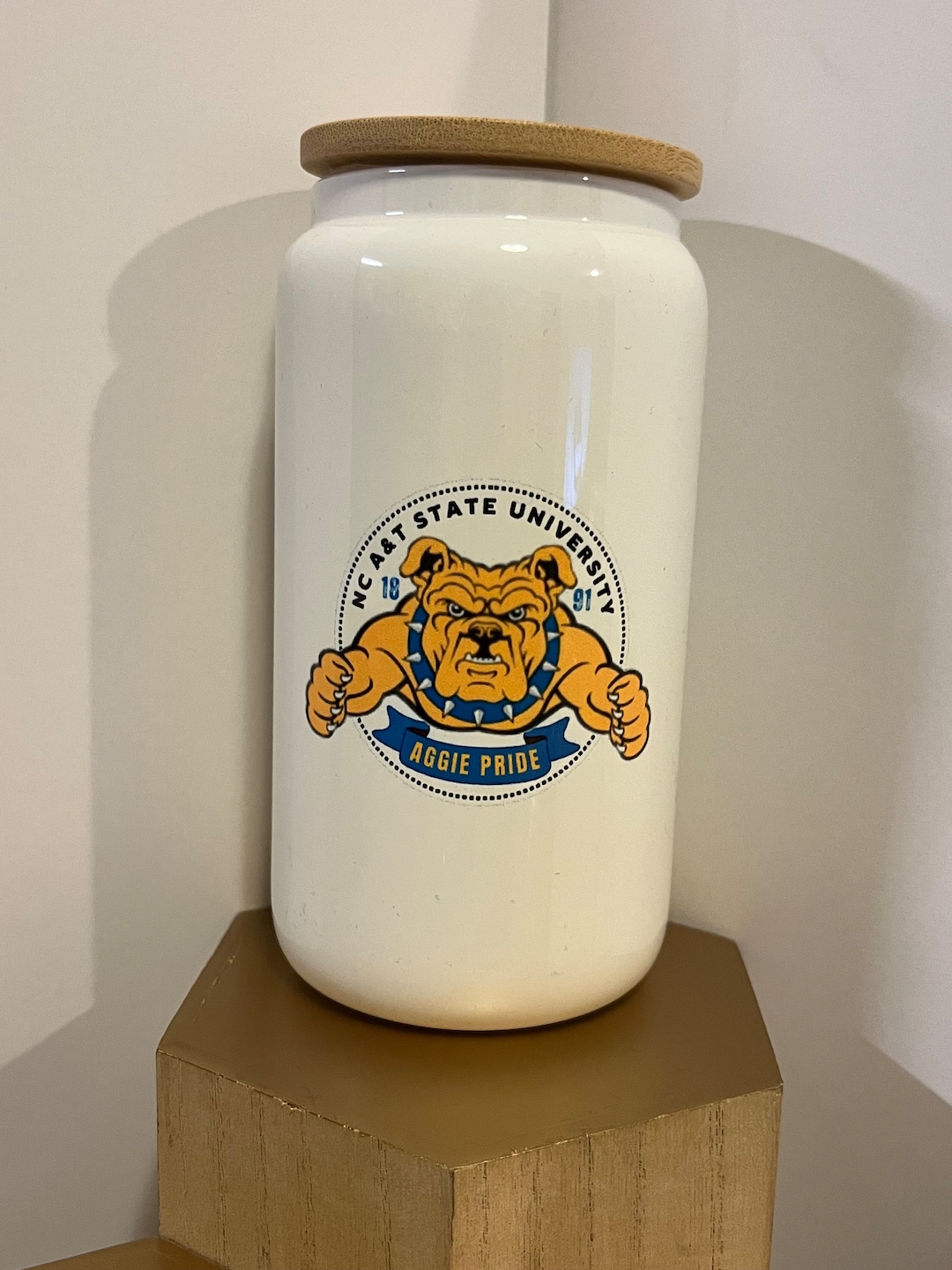 Aggie Dog White Glass Tumbler W/ Straw - Etsy