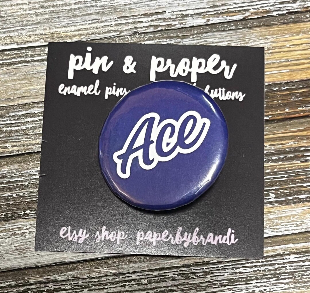 Blue & White Ace Pin Back Button - Etsy