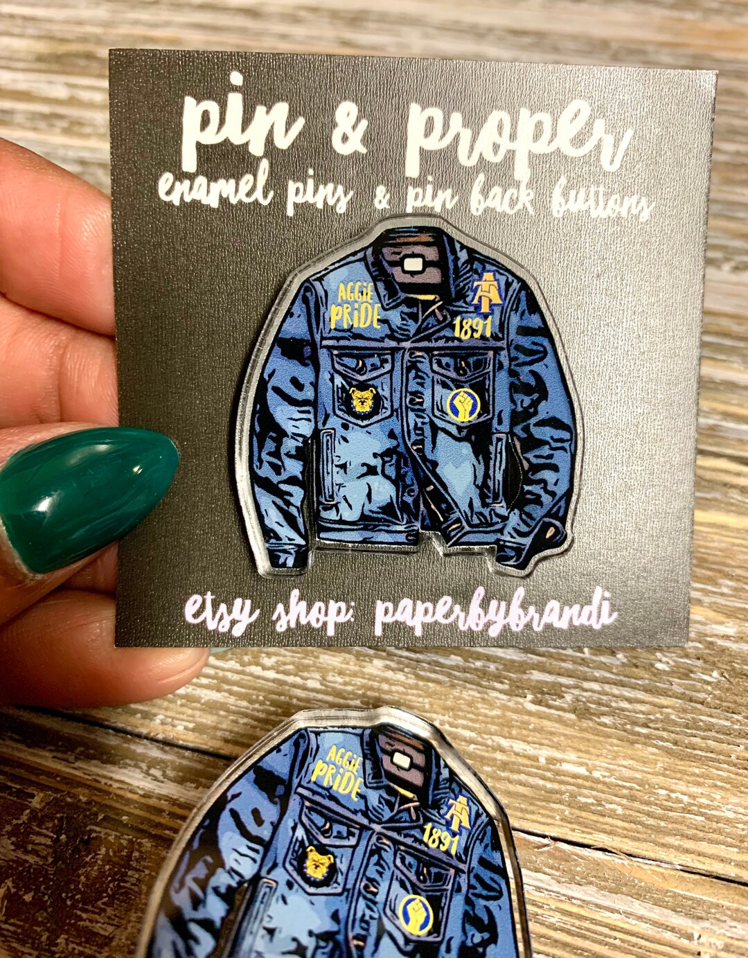 A&T Jean Jacket Acrylic Lapel Pin - Etsy