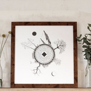 Dadirri // Black and White Print // Nature Illustration Print | Etsy