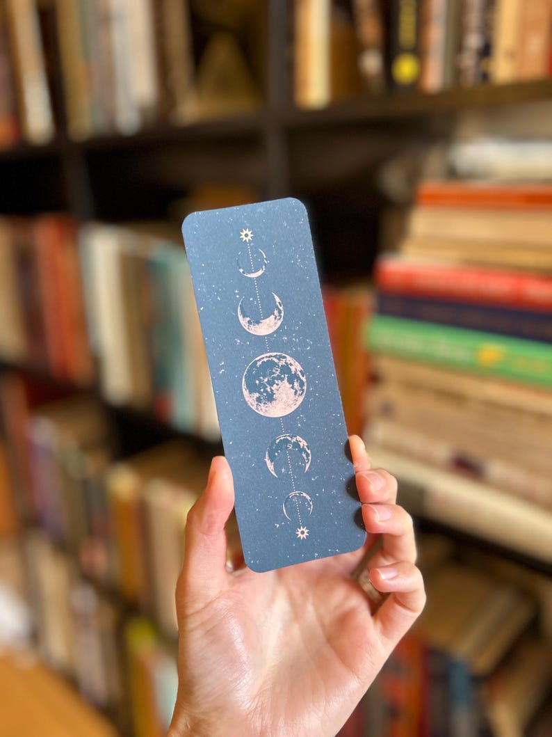 Moon Phases Bookmark: Book Lover Gift - Etsy
