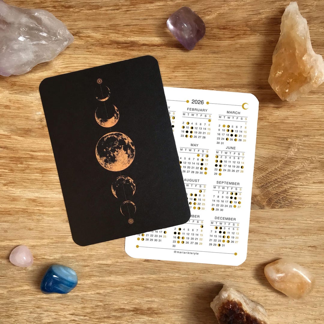 2026 Moon Phases Mini Calendar: Pocket Lunar Guide - Etsy