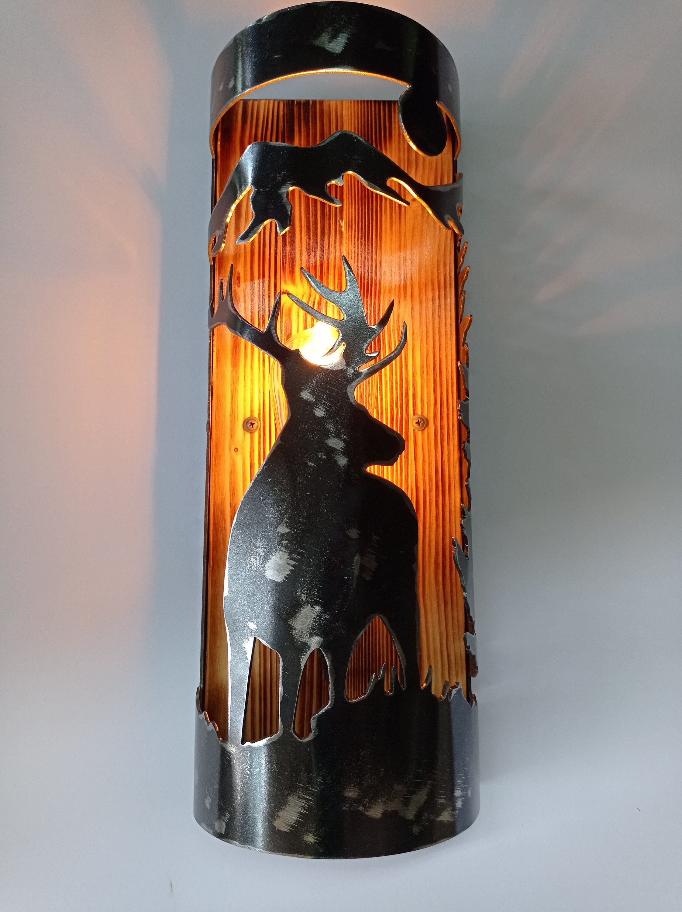 Rustic wall light Deer Cabin sconce Log House Lighting | Etsy