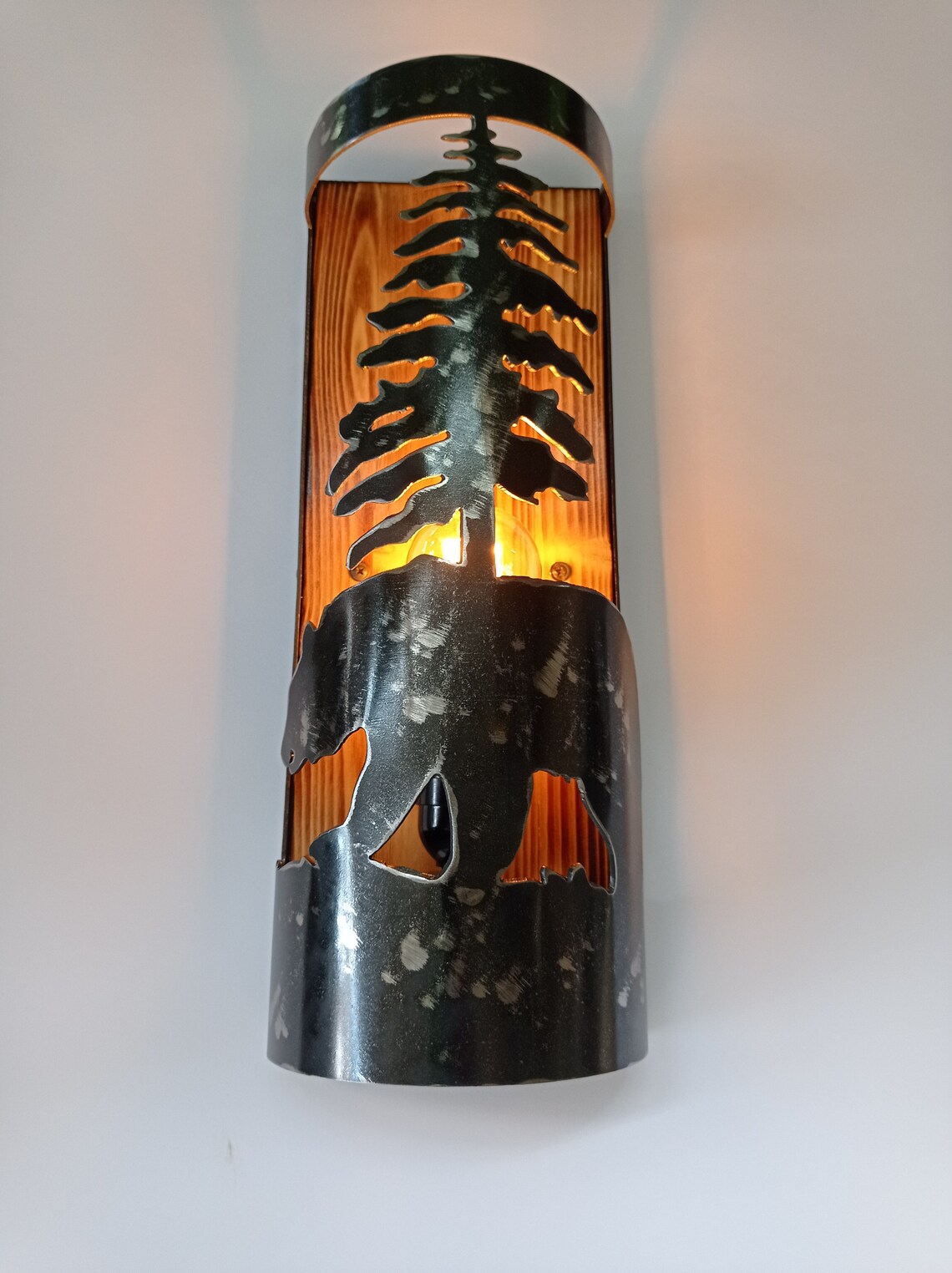 Rustic Wall Light - Bear- Cabin Sconce - Log House Lighting - Lodge ...