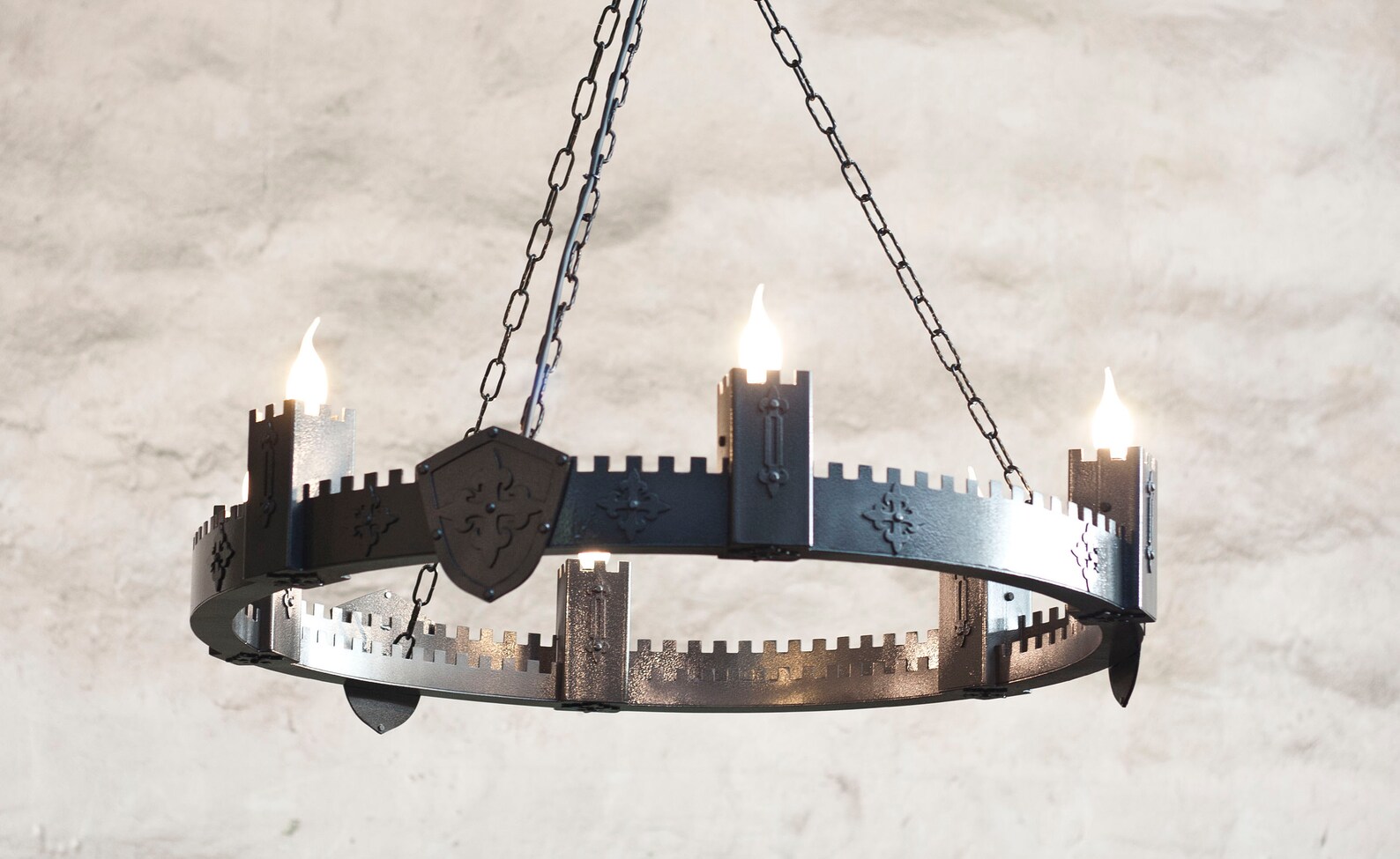 Medieval Castle Iron Chandelier - Black Six-light Ceiling Fixture - Etsy