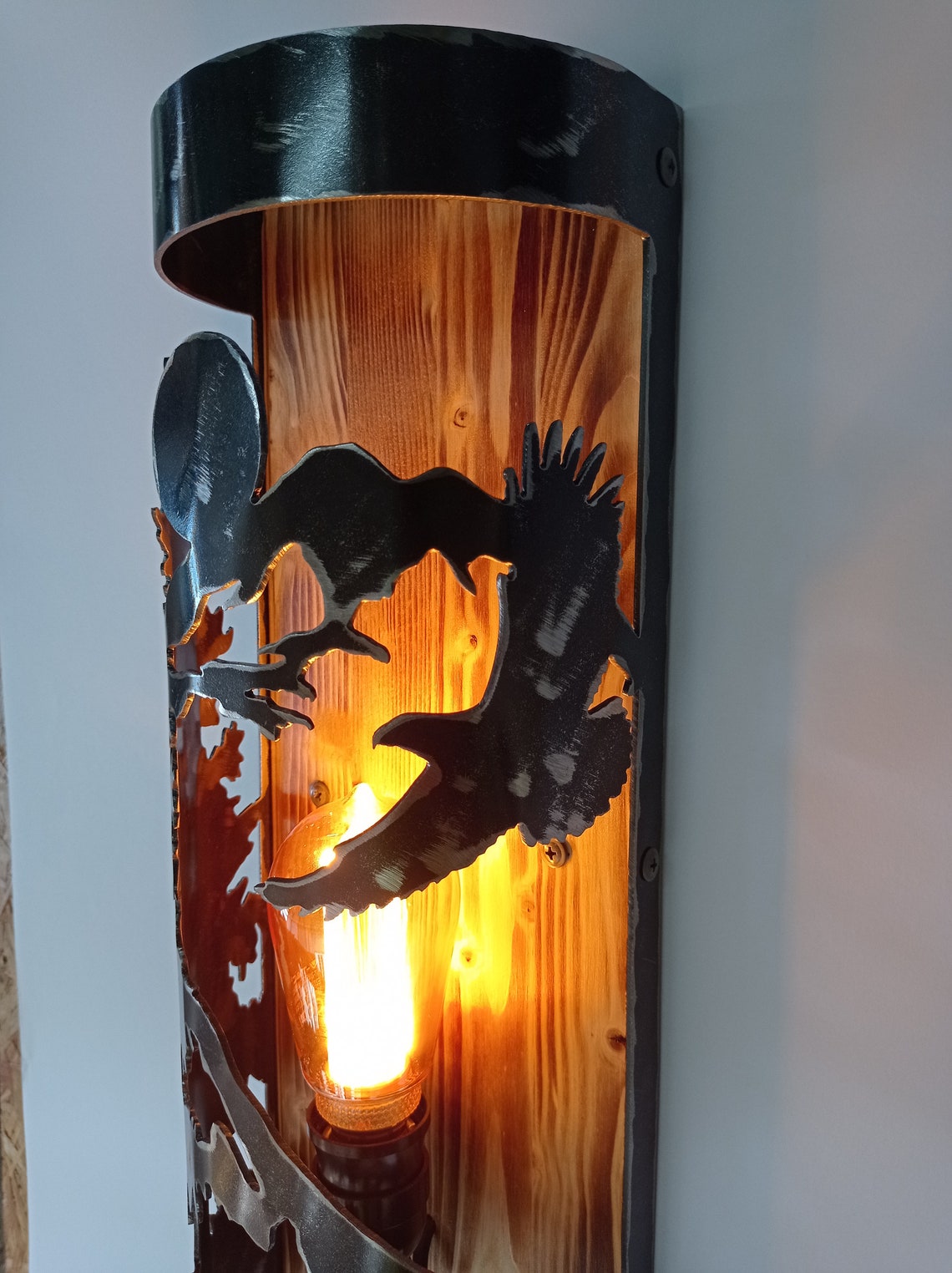 Rustic Wall Light Eagle Cabin Sconce Log House Lighting - Etsy