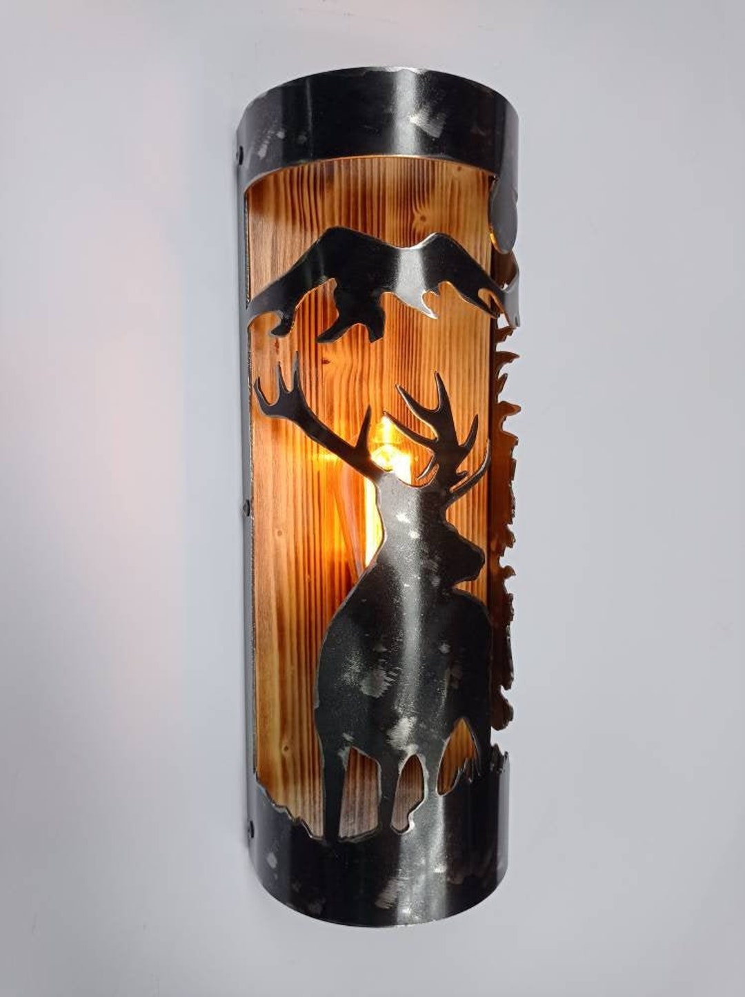 Rustic Wall Light - Deer - Cabin Sconce - Log House Lighting - Lodge ...