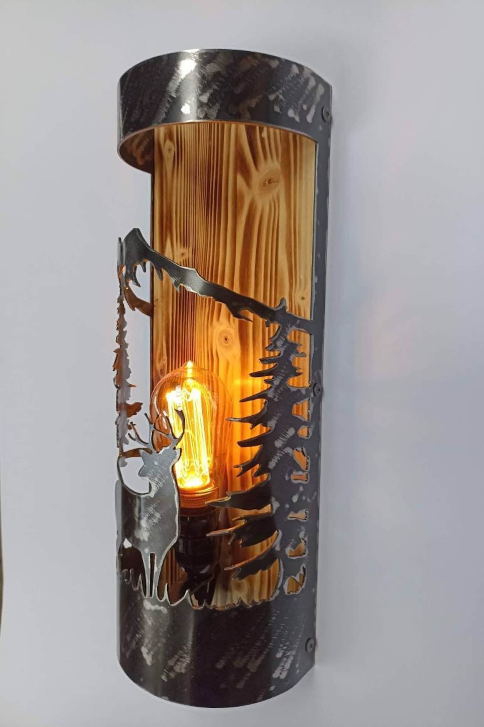 Rustic Wall Light - Whitetail Deer - Cabin Sconce - Log House Lighting ...