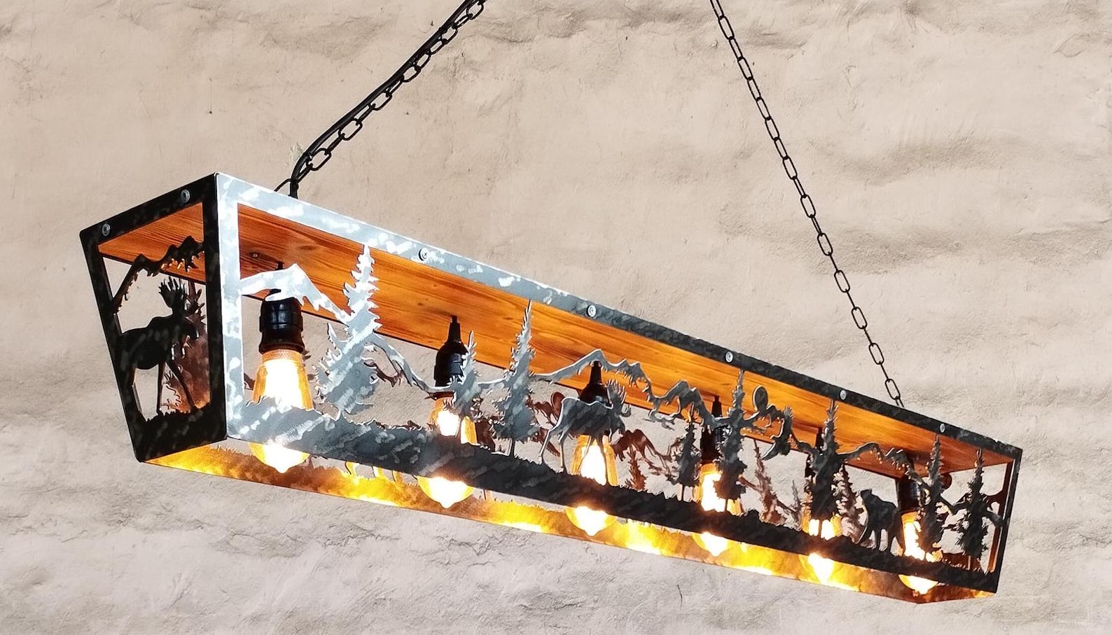 Cabin Ceiling Light, Moose and Bear, Pendant Lighting Fixture, Cabin ...