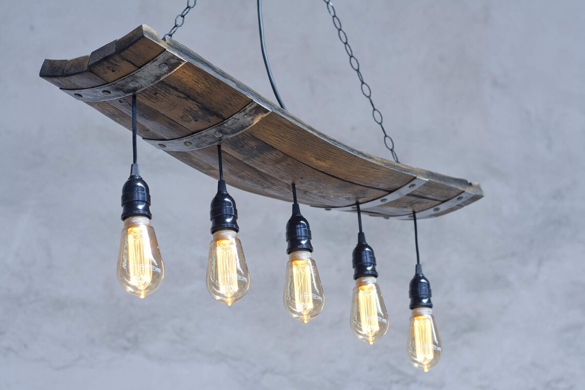 Rustic Ceiling Lights. Wine Barrel Pendant Light. Five Lights ...