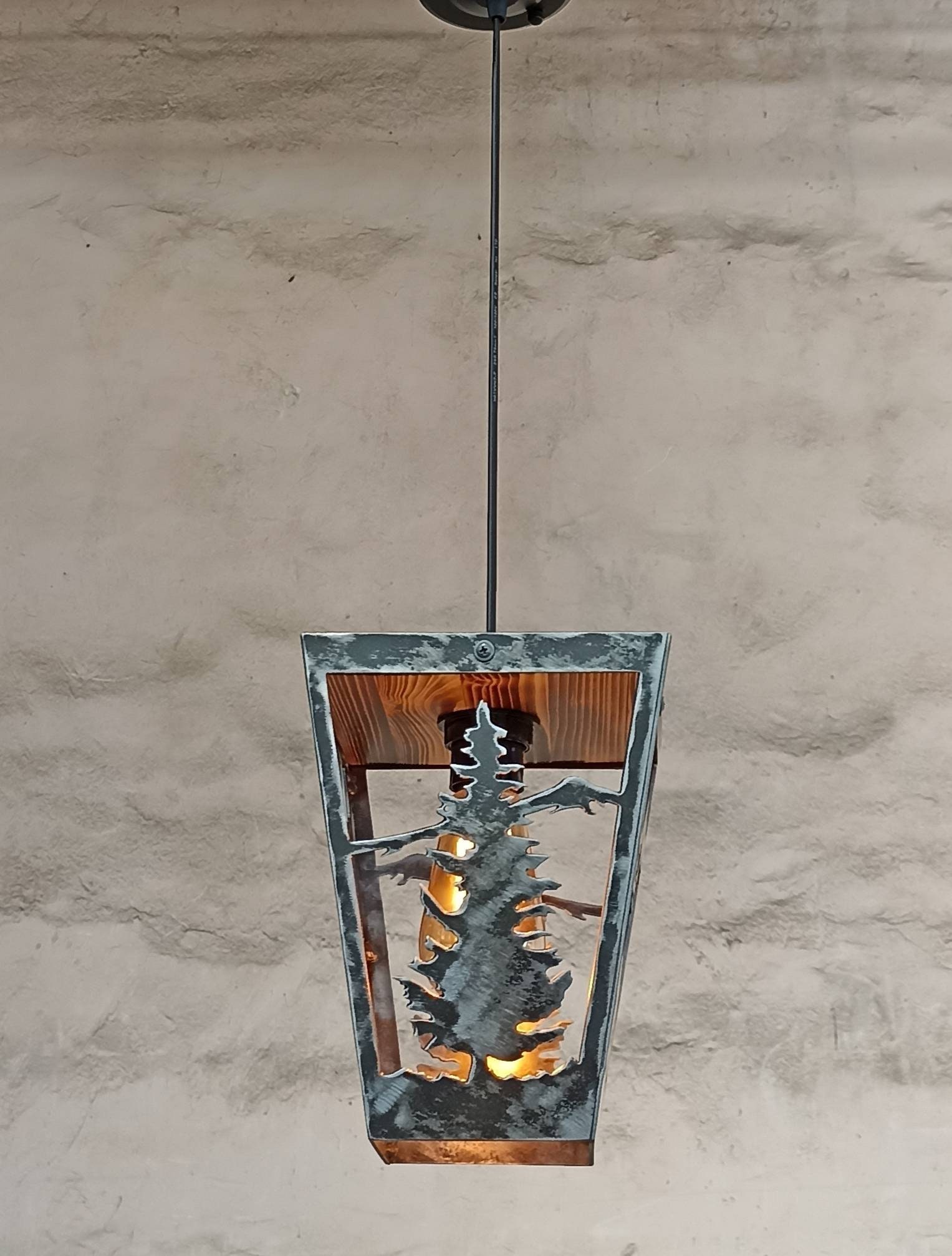 Rustic Pendant Light Bear Cabin Ceiling Lights Log House - Etsy