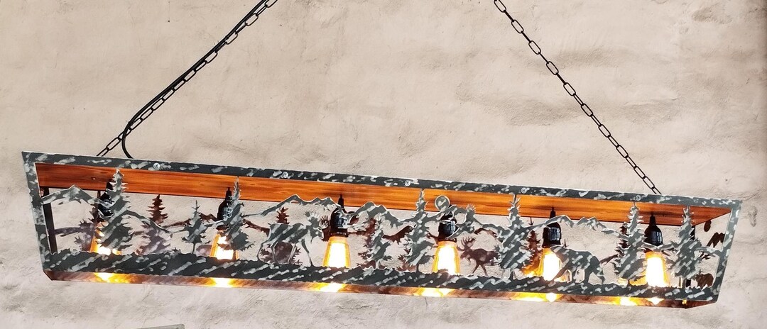 Ceiling Light Moose and Bear Cabin Lighting Fixture Cabin Log House ...