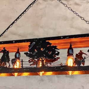 Western Ceiling Lights. Rustic Light Fixture. Cowboys and Cattle - Etsy