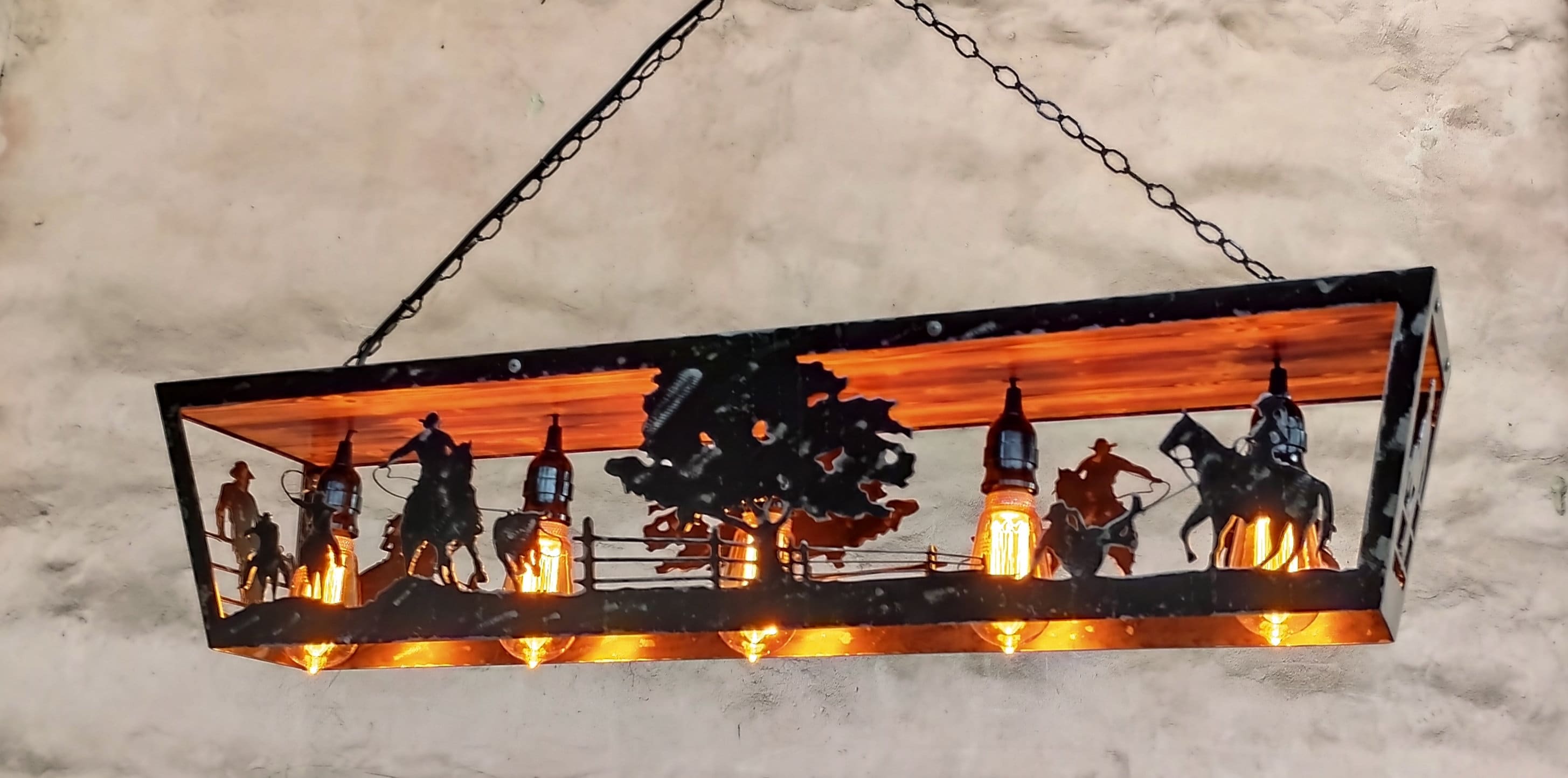 Western Ceiling Lights. Rustic Light Fixture. Cowboys and Cattle - Etsy