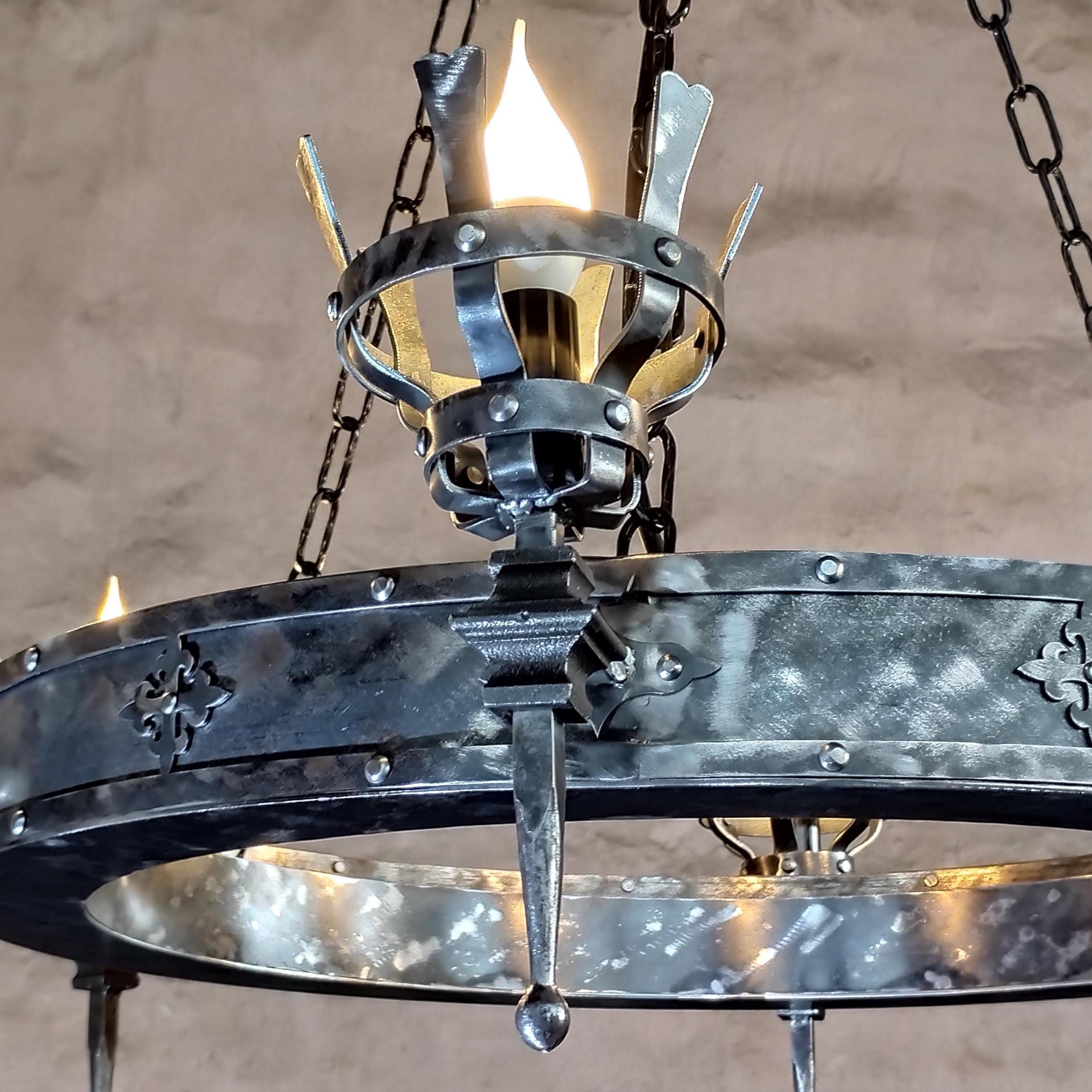 Castle Chandelier Lighting. Medieval Torch Sconce. Iron Ancient Style ...