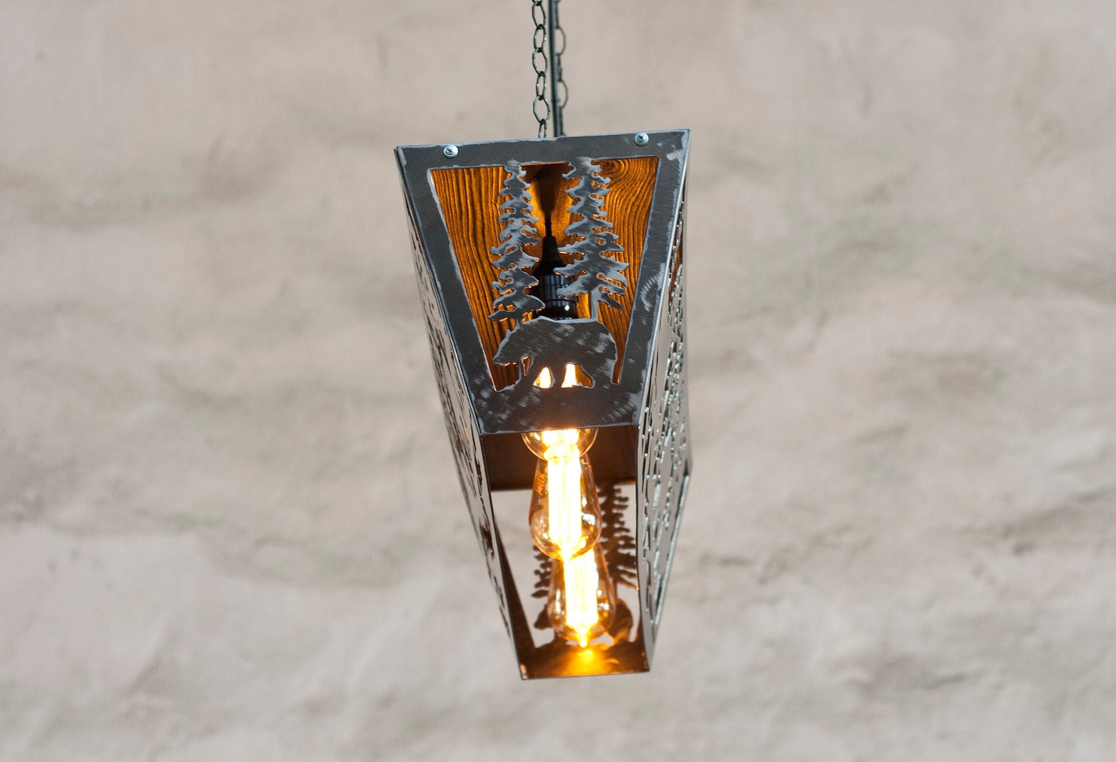 Rustic Ceiling Light Wildlife Pendant Light Cabin Rustic - Etsy