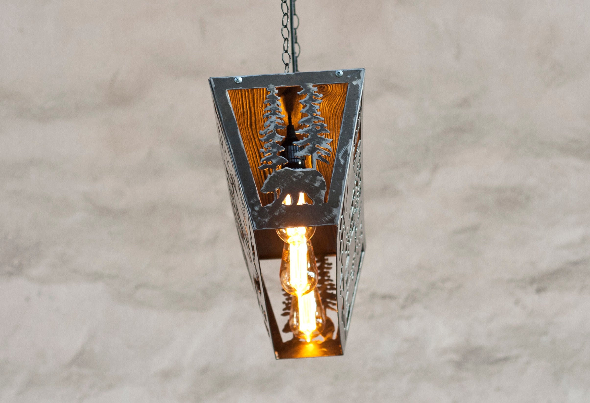 Rustic Ceiling Light Wildlife Pendant Light Cabin Rustic - Etsy