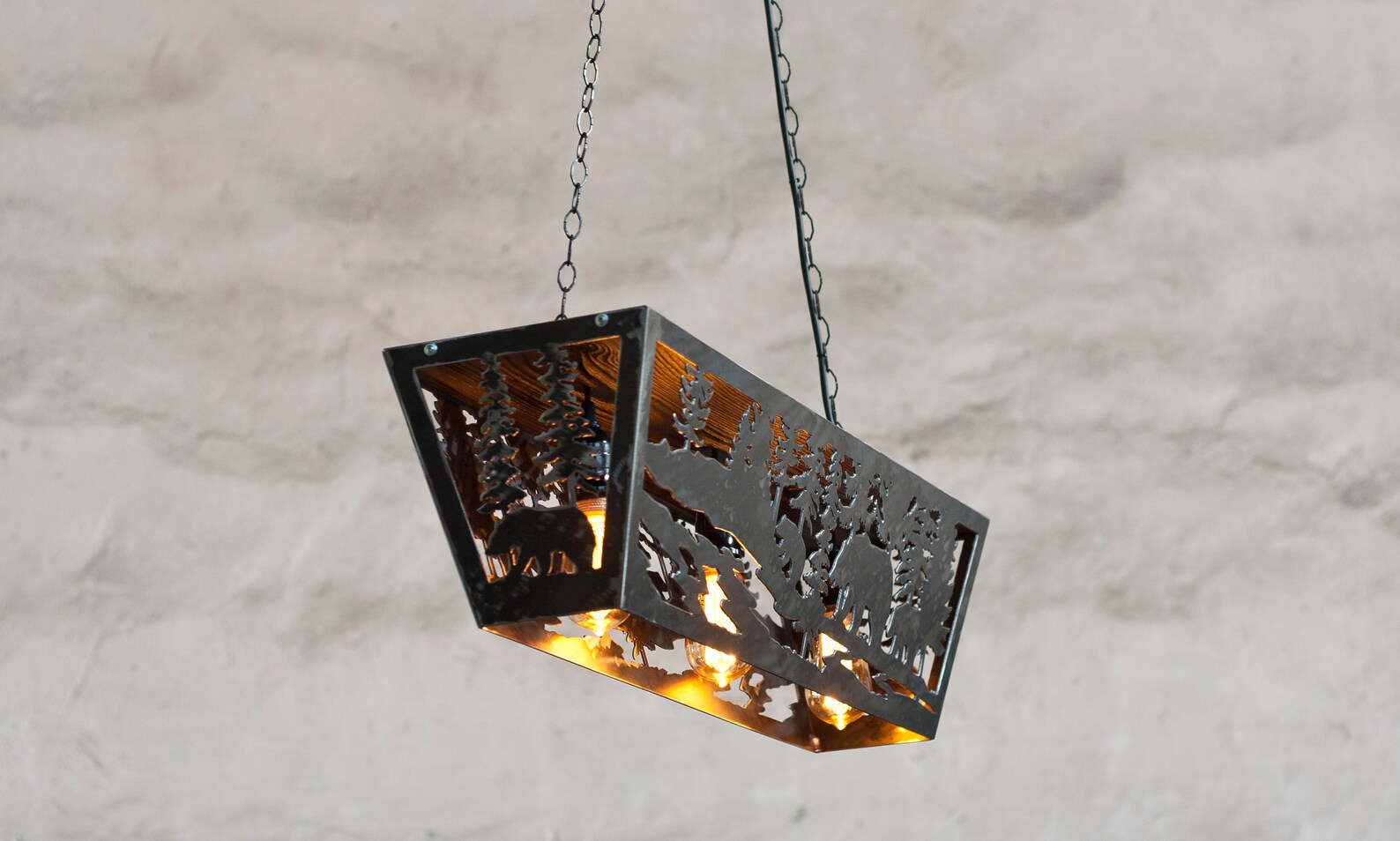 Rustic Ceiling Light - Wildlife Pendant Lights - Cabin Lighting Fixture ...