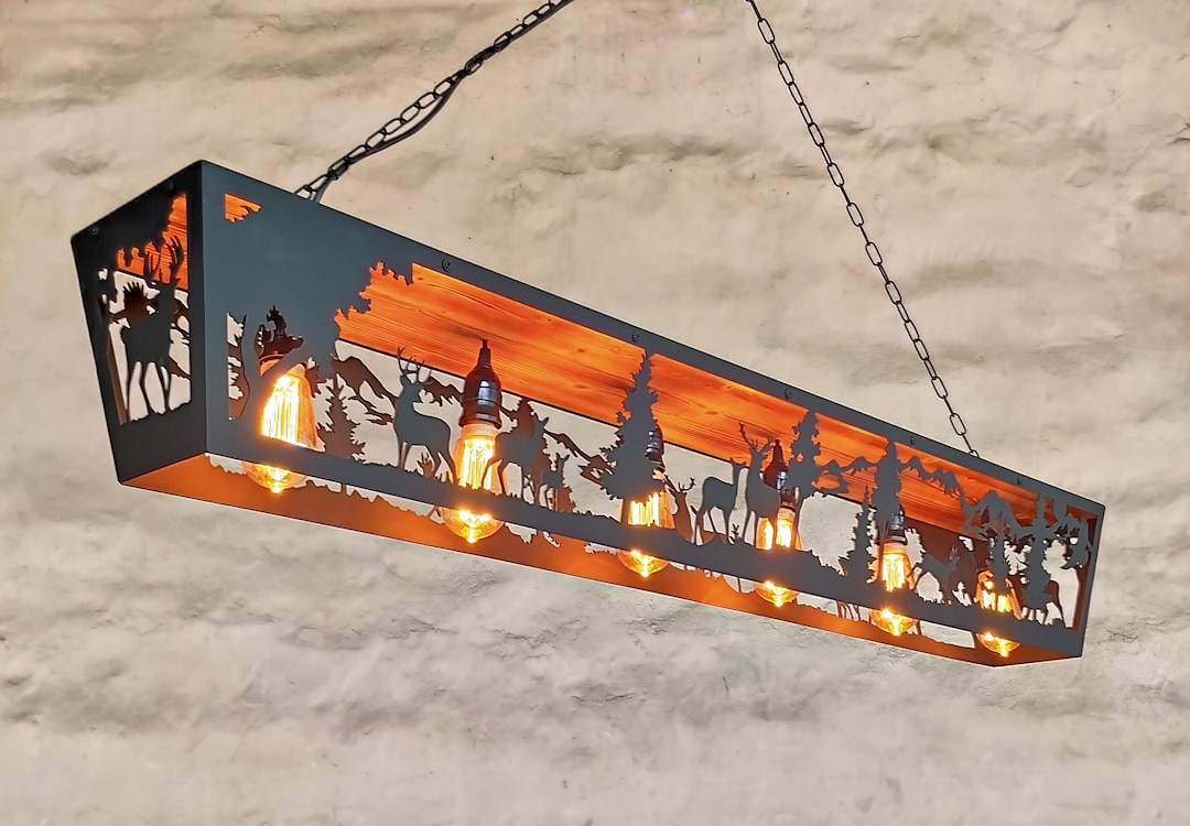 Pendant Lighting Fixture - Wildlife Cabin Ceiling Light - Deer - Rustic ...