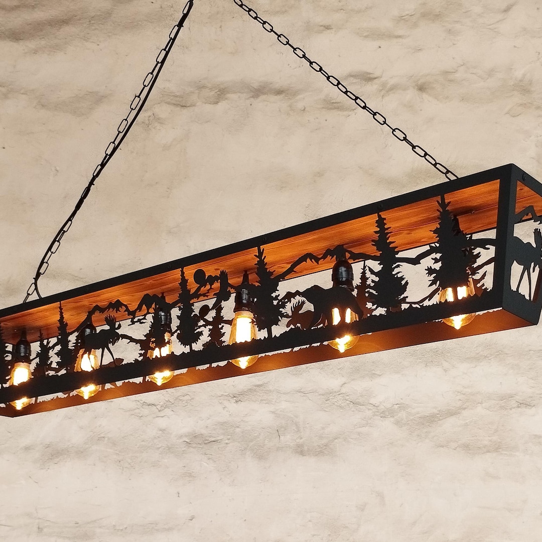 Cabin Ceiling Light, Moose and Bear, Pendant Lighting Fixture, Cabin ...