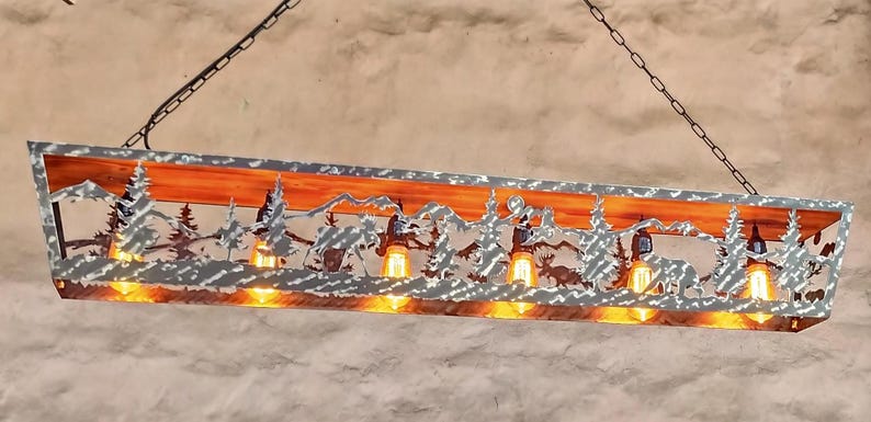 Cabin Ceiling Light, Moose and Bear, Pendant Lighting Fixture, Cabin ...