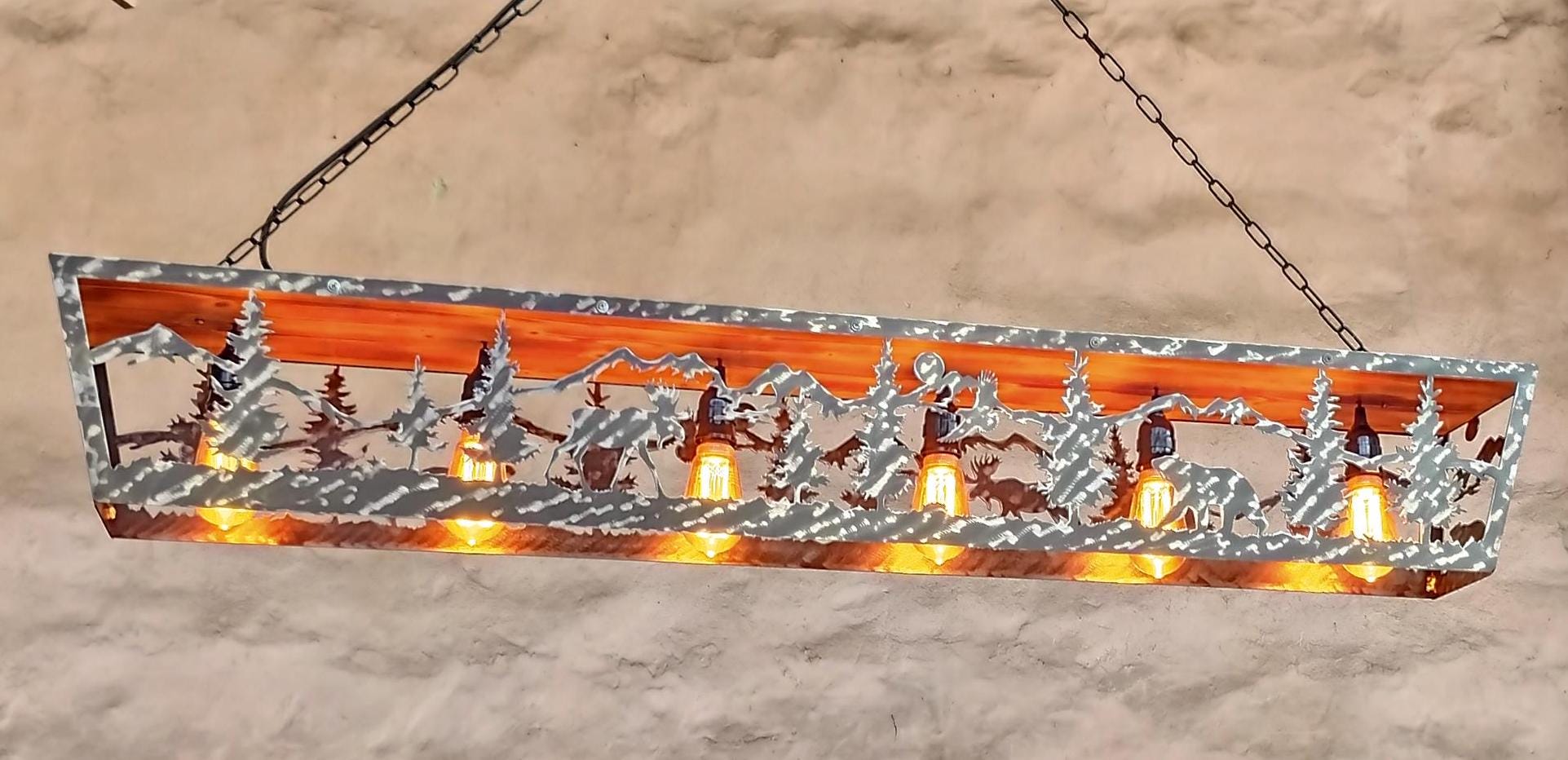 Cabin Ceiling Light, Moose and Bear, Pendant Lighting Fixture, Cabin ...