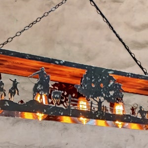Western Ceiling Lights. Rustic Light Fixture. Cowboys and Cattle - Etsy